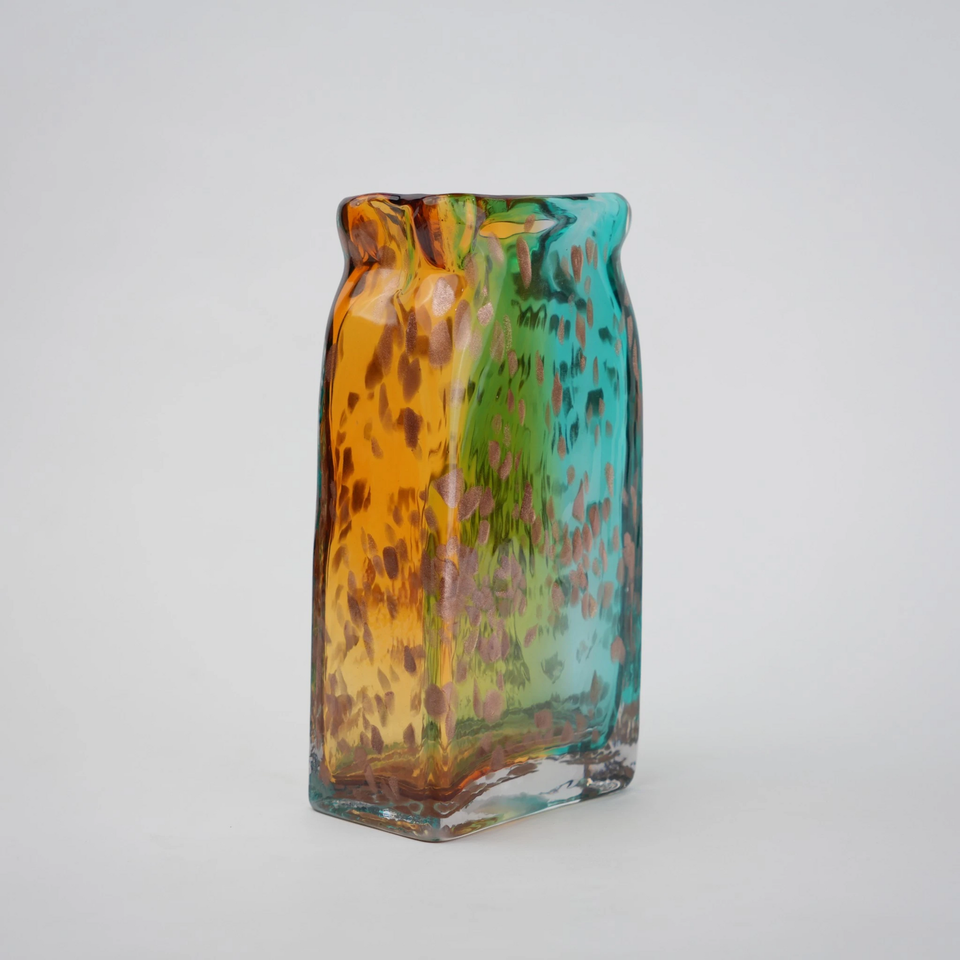 Teal Amber Glass Vase – Ghar Art
